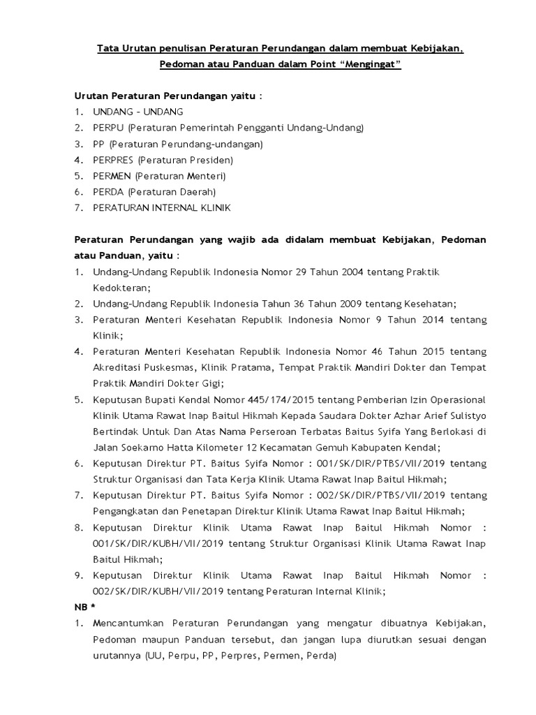 Tata Urutan Penulisan Peraturan Hukum | PDF | Pengembangan Diri