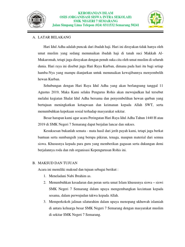 Proposal Idul Adha | PDF