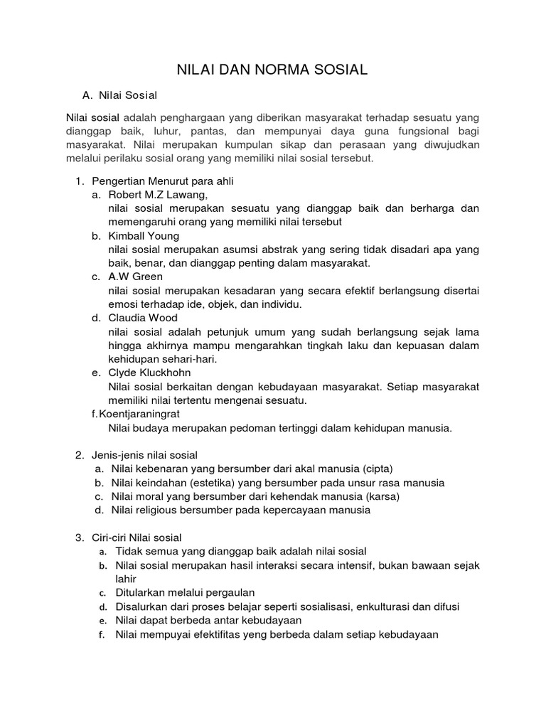 Nilai dan Norma Sosial: Definisi dan Fungsi | PDF
