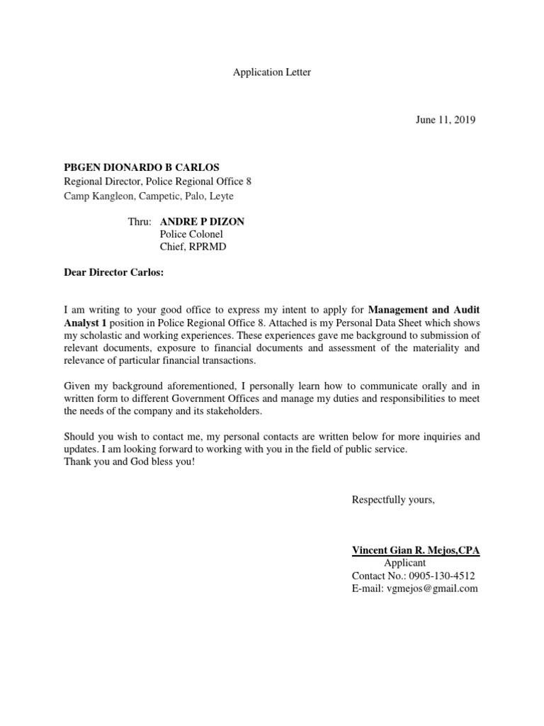 Application Letter PNP | PDF