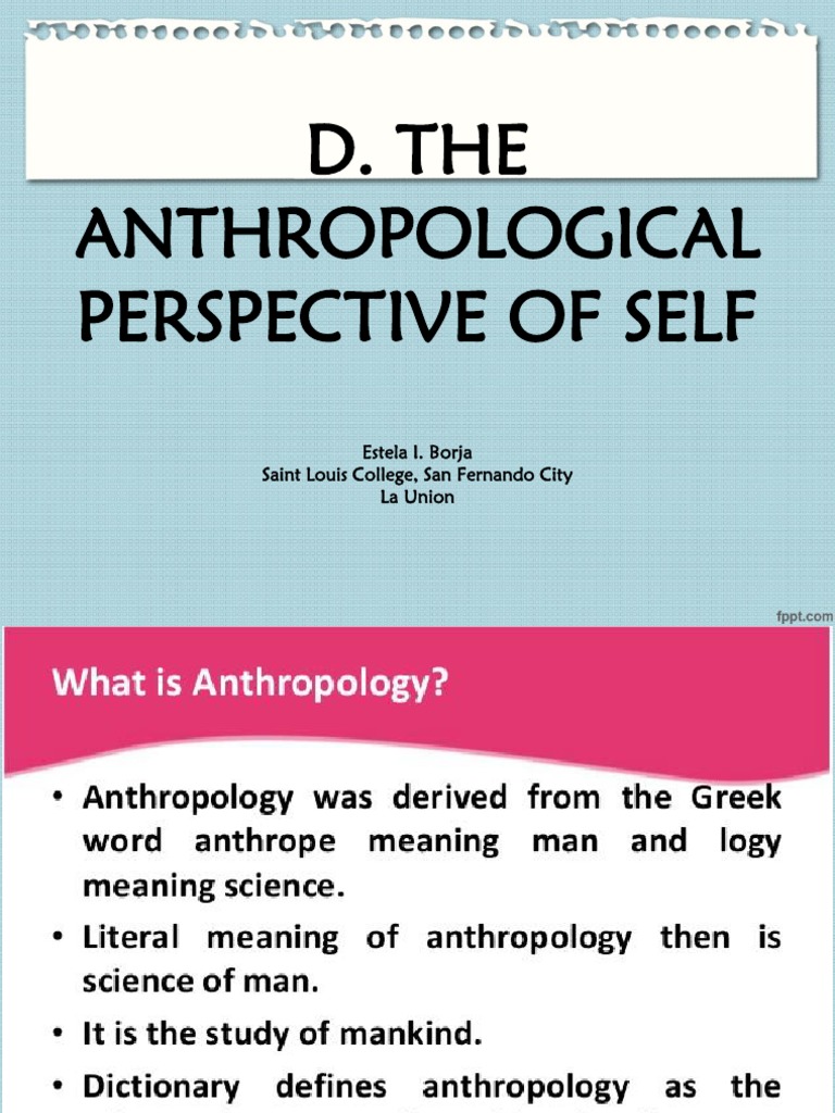 Anthropological Self, 2018 | PDF | Anthropology | Human