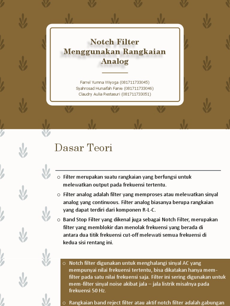 NOTCH FILTER RANGKAIAN ANALOG | PDF