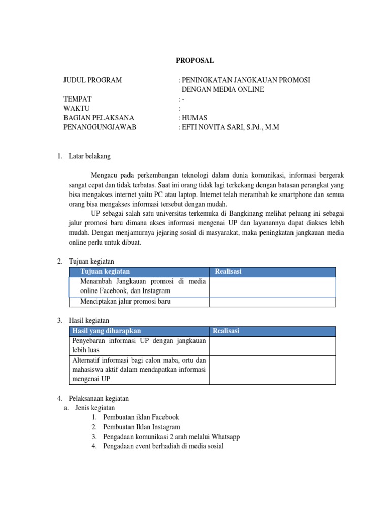 Proposal Promosi Media Online UP | PDF