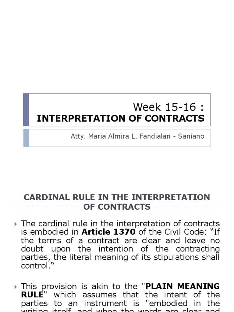 Contract Interpretation Principles | PDF | Contract Law | Government