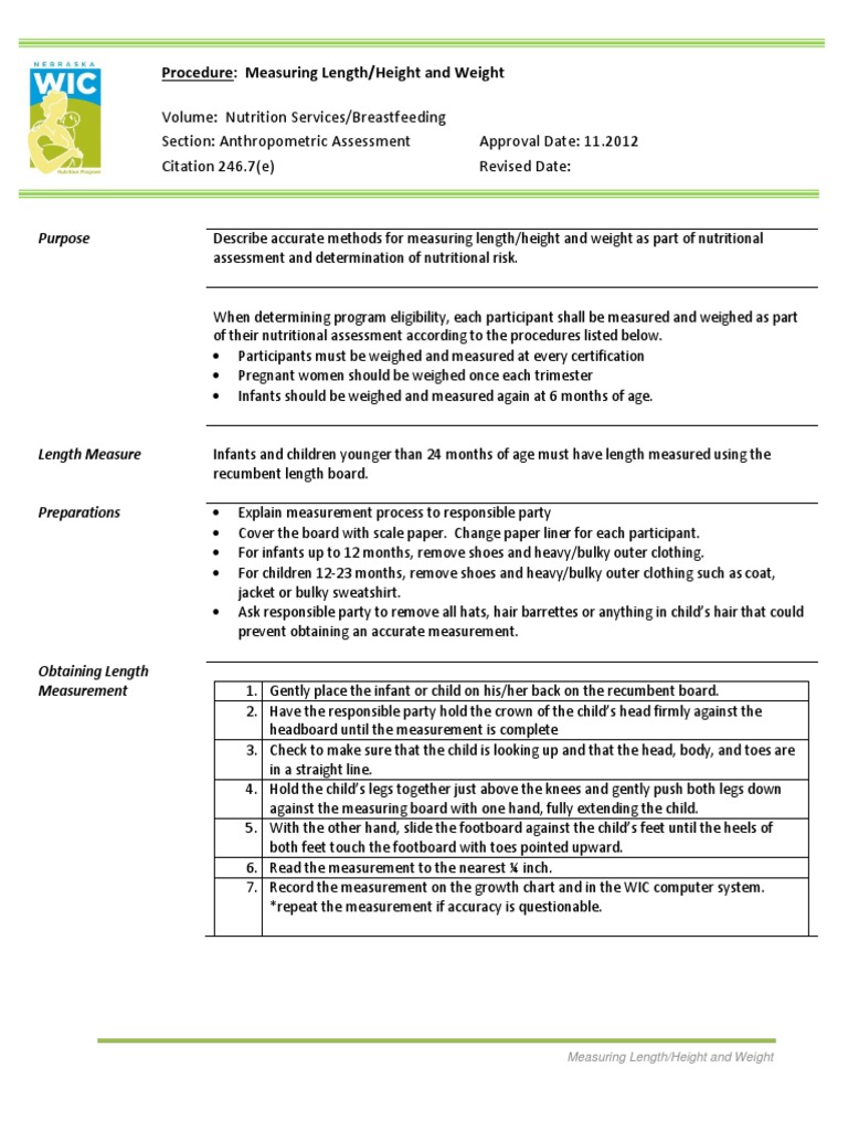 Height and Weight Measurement Guide | PDF | Measurement | Infants