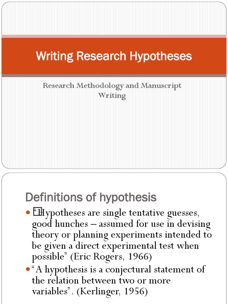 Writing Research Hypotheses | PDF | Null Hypothesis | Hypothesis