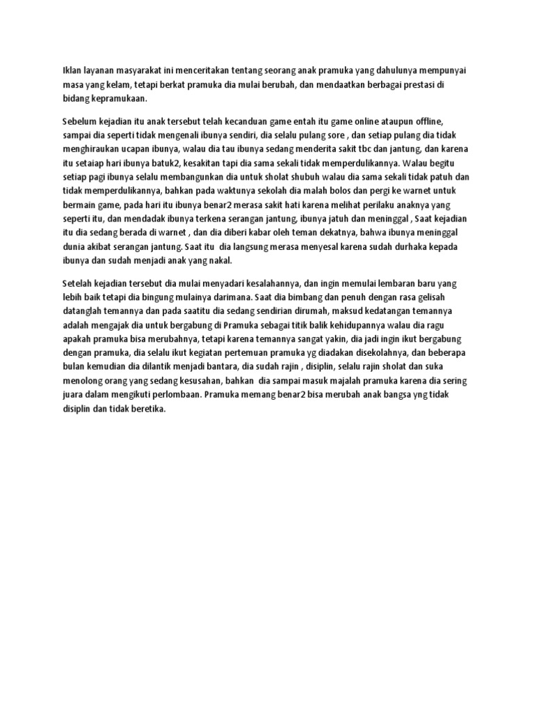 Contoh Sinopsis Film Pramuka | PDF