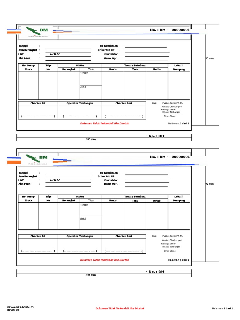 Form Hauling BM | PDF