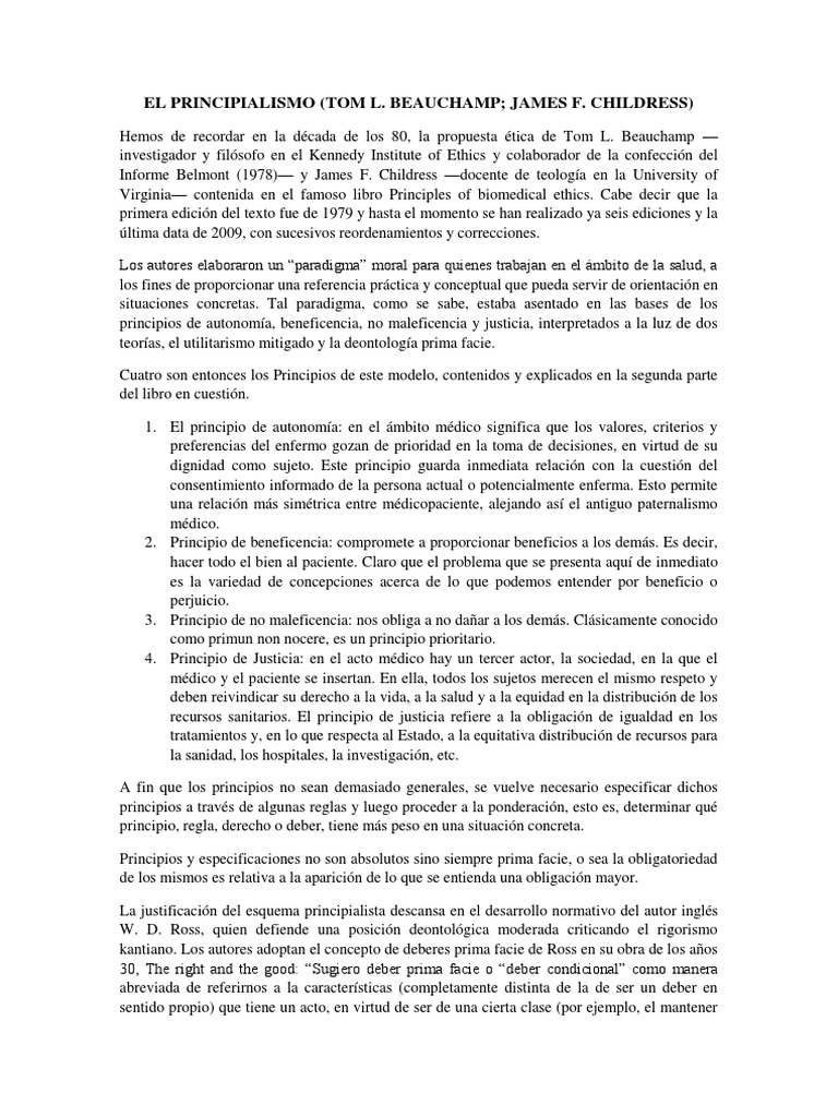 El Principialismo (Tom L. Beauchamp James F. Childress) | PDF ...