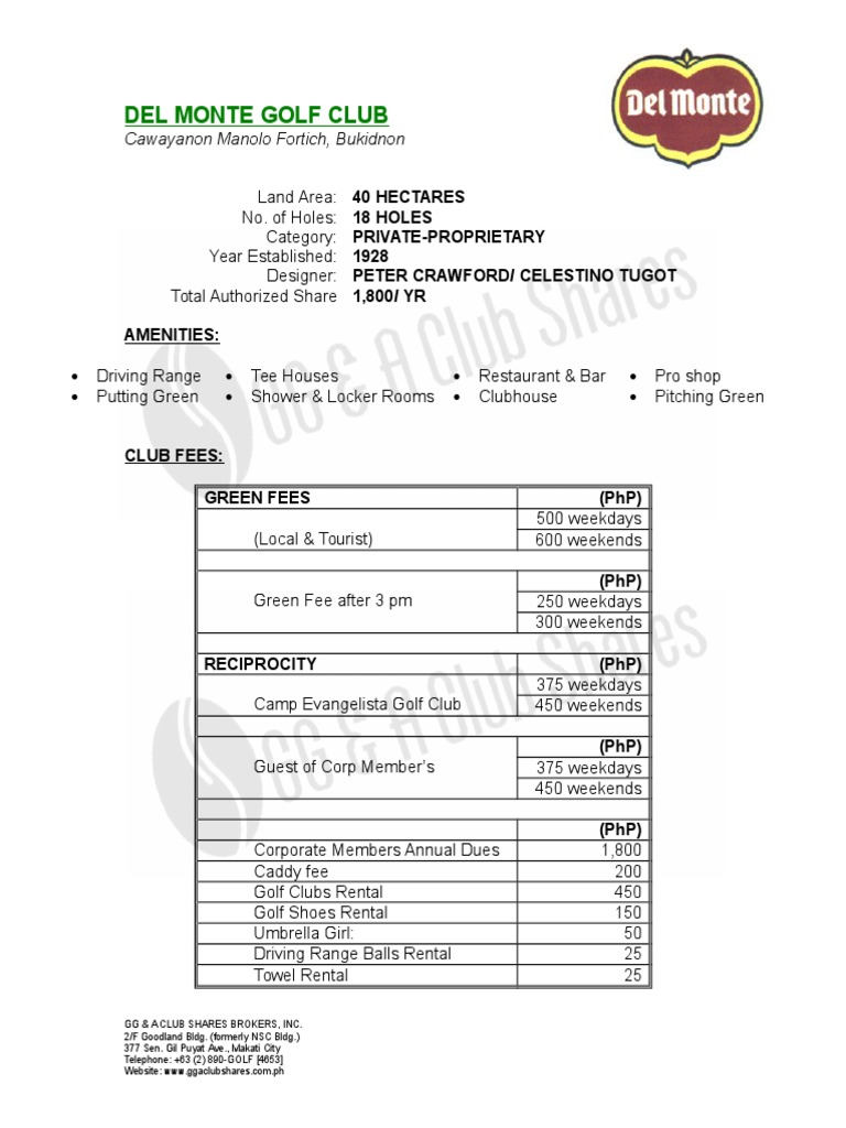 Del Monte Golf Cluub | PDF | Golf Course | Individual Sports