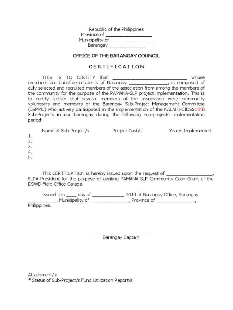 Barangay Certification and Certificate of Eligibility | PDF ...