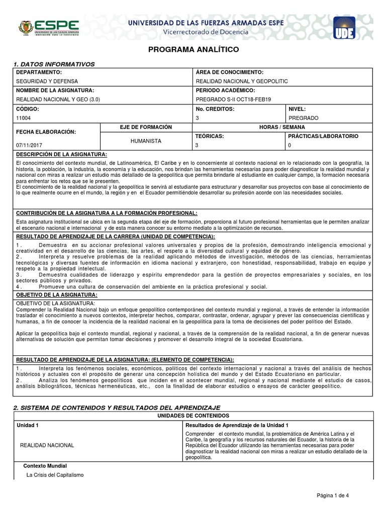 Espe Software Realidad Nacional Geopolitica | PDF | Geopolítica | Ecuador