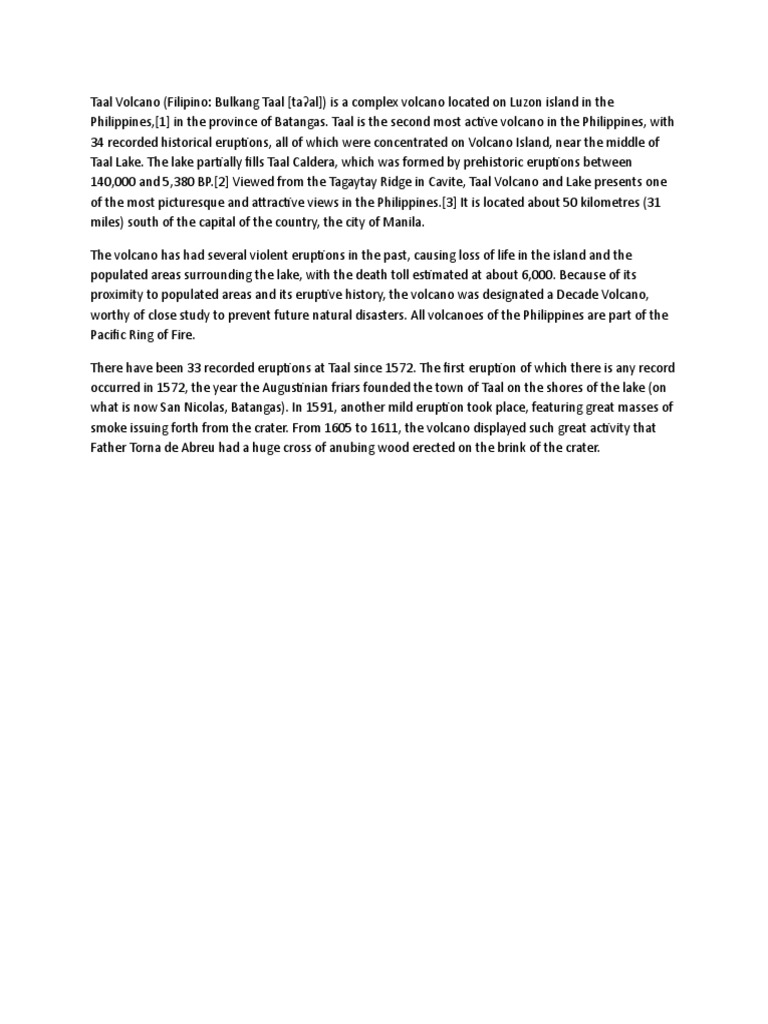 Taal Volcano Short Back Groud | PDF | Social Science
