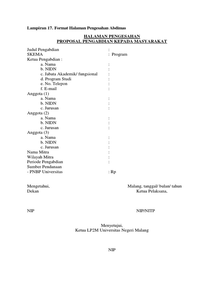 Lembar Pengesahan Contoh Format | PDF