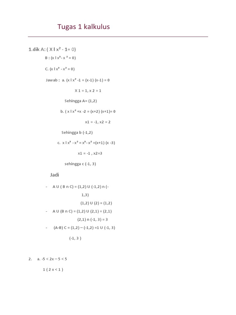 Penyelesaian Tugas Kalkulus Dasar | PDF