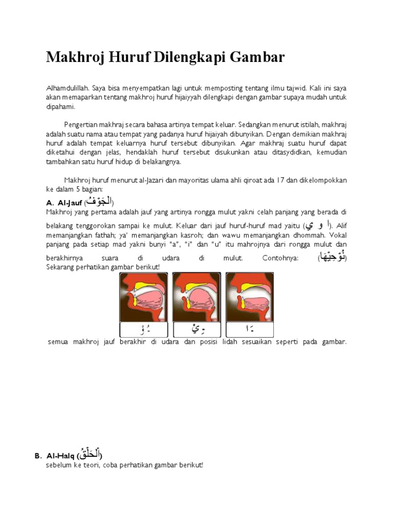 Makhroj Huruf Dilengkapi Gambar | PDF