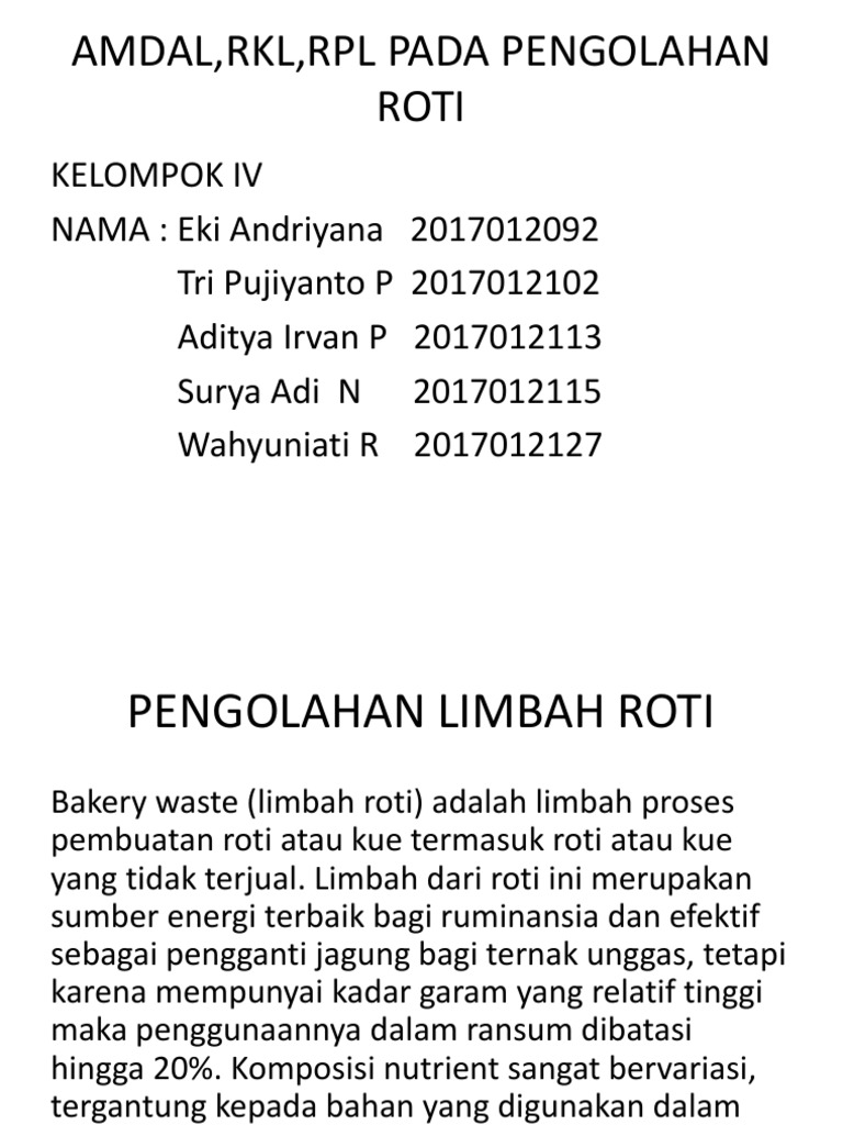 AMDAL,RKL,RPL Pada Pengolahan Roti | PDF