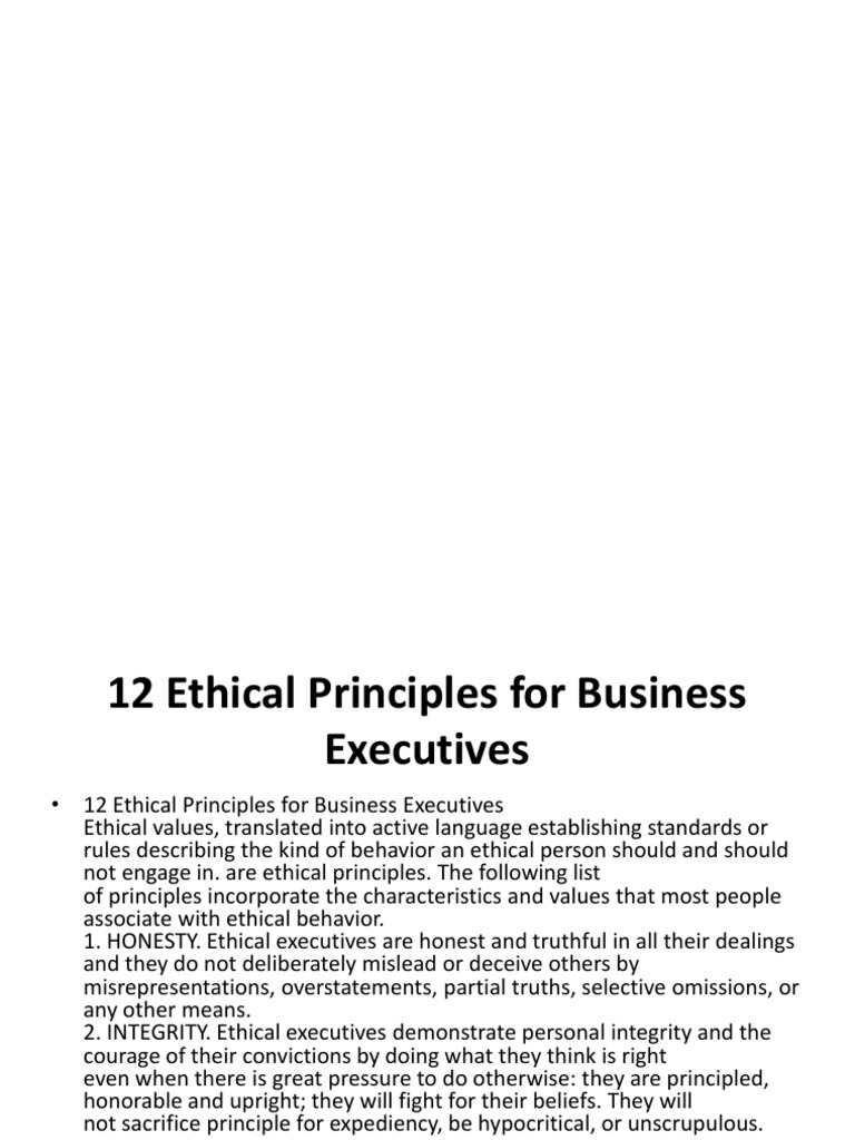 Core Principles of Business Ethics | PDF | Integrity | Dignity