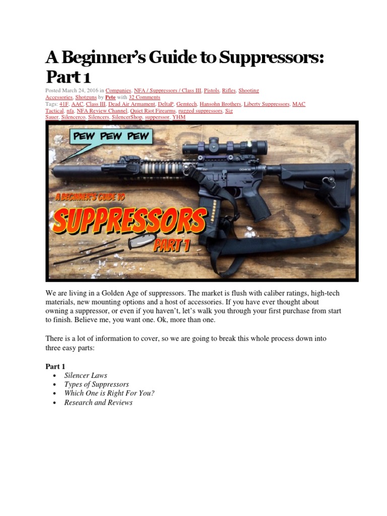 A Beginner's Guide To Suppressors | PDF | Gun Barrel | Bullet