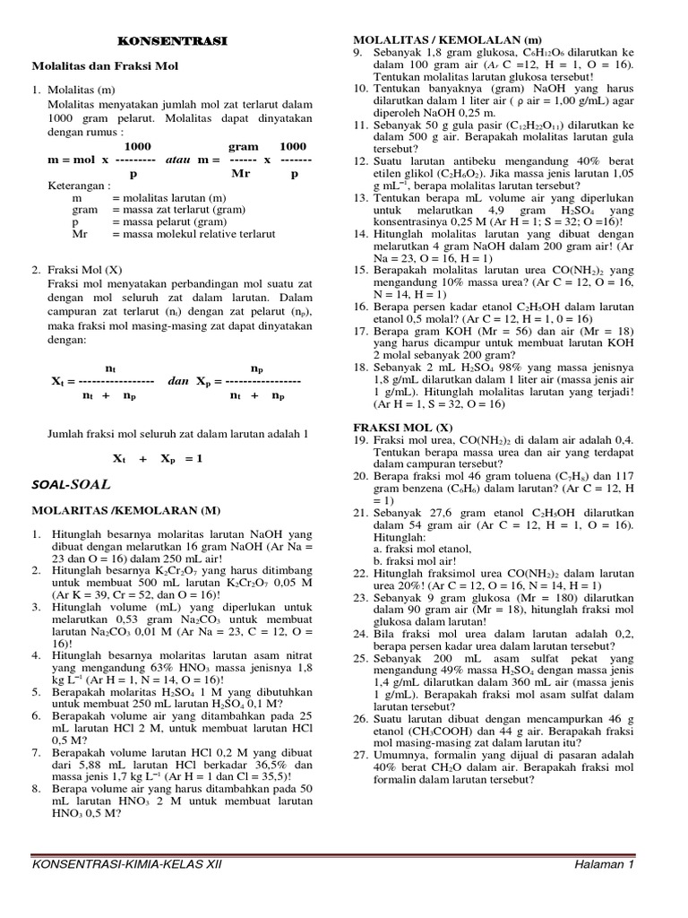 Soal Konsentrasi | PDF
