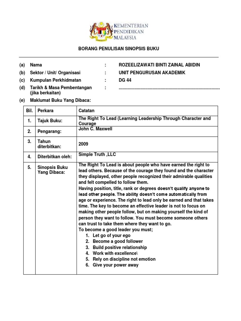 Format Penulisan Sinopsis Buku | PDF | Psychological Concepts | Psychology