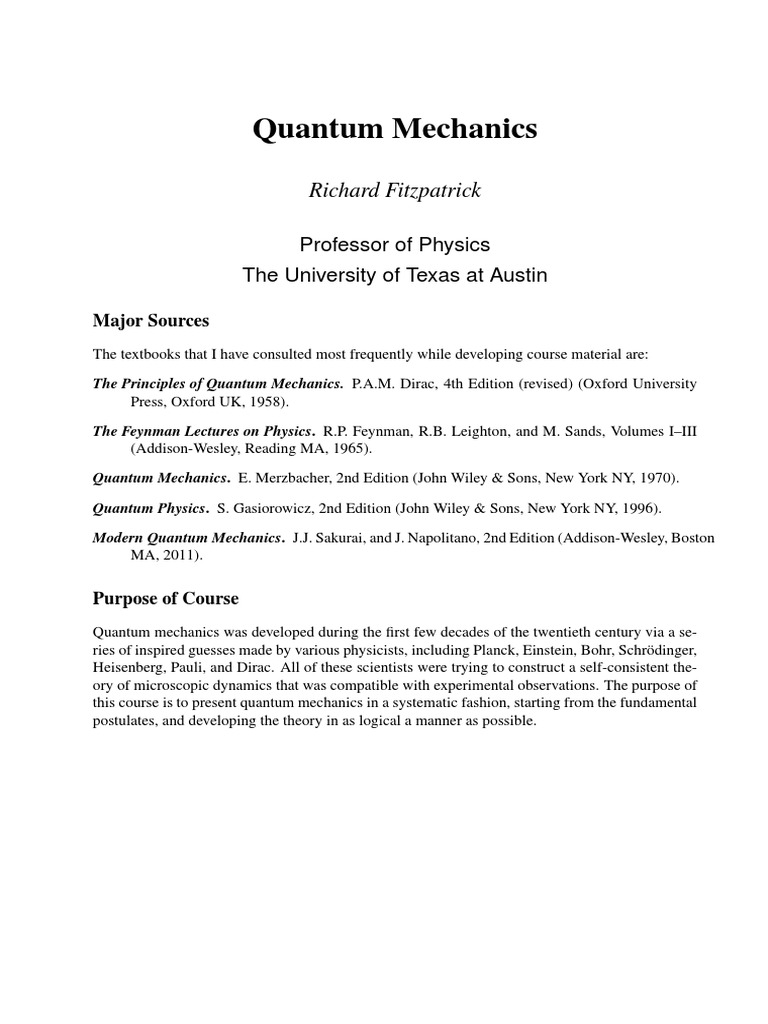 Quantum - Mechanics - A - Graduate - Level - Course Richard Fitzpatrick | PDF | Polarization ...