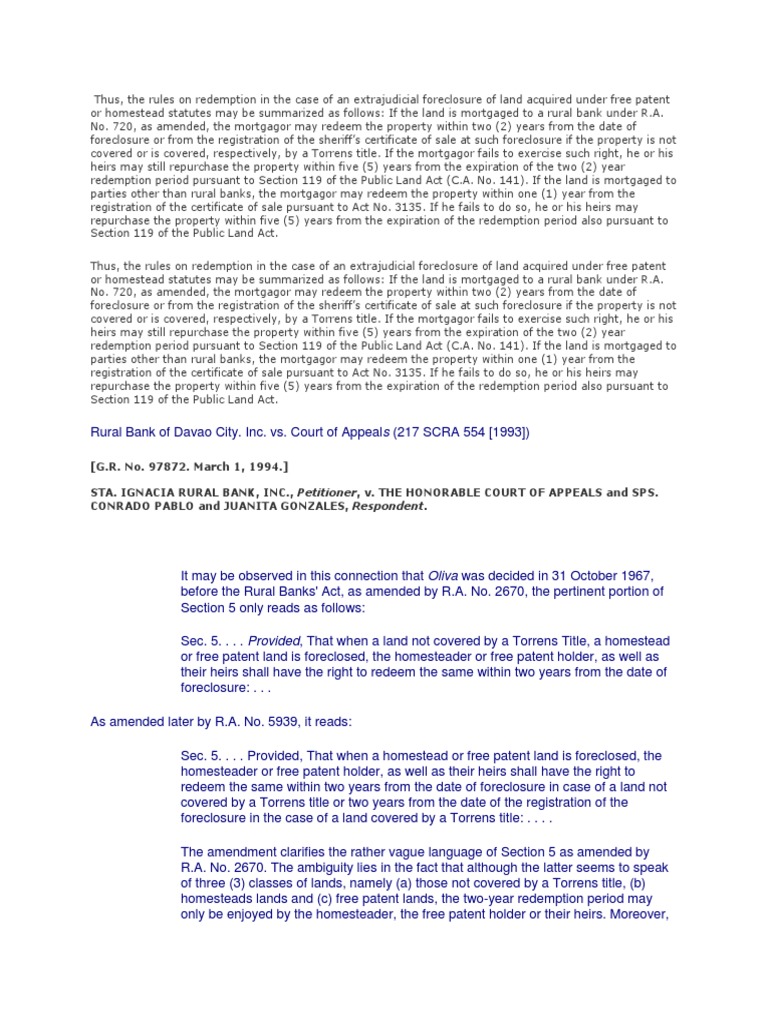 Redemption Periods in Foreclosure Cases | PDF | Mortgage Law | Foreclosure