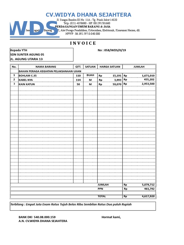 CV .WDS Invoice | PDF