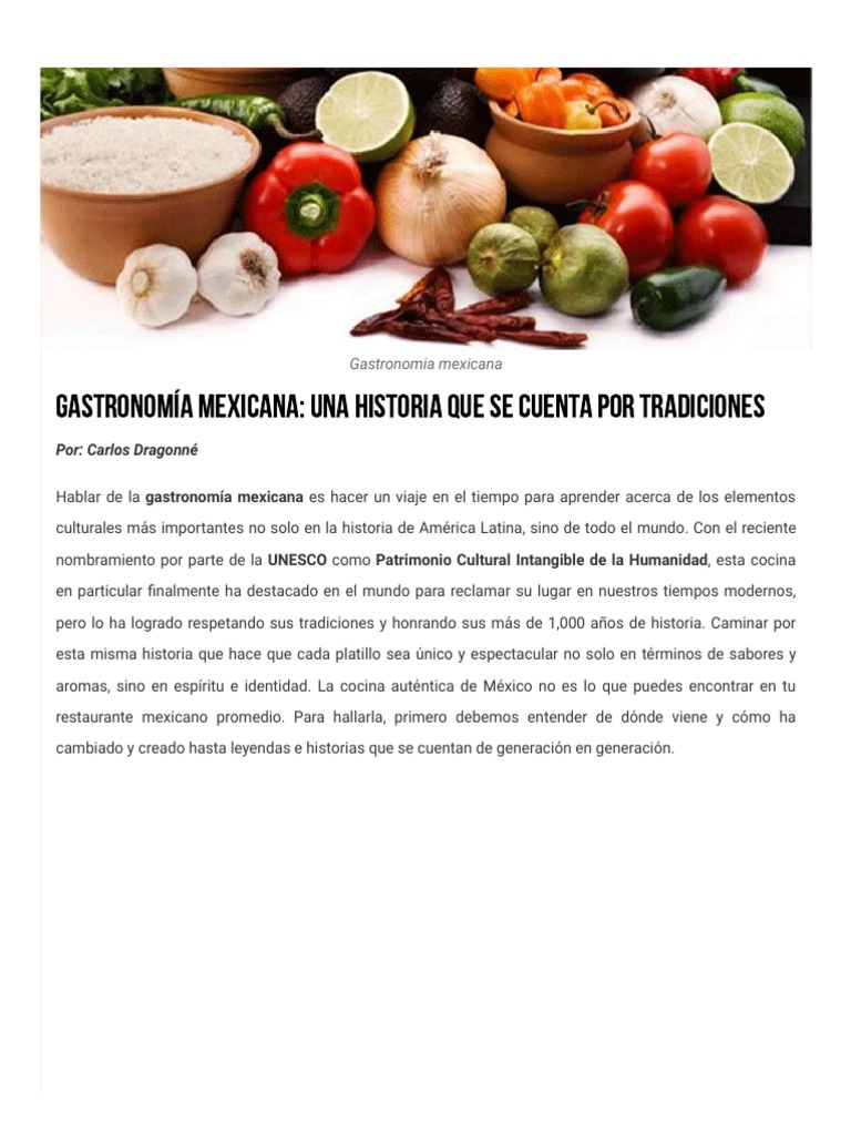 Gastronomía Mexicana - Una Historia Que Se Cuenta Por Tradiciones | PDF ...