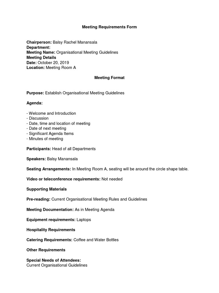 Meeting Requirements Form | PDF
