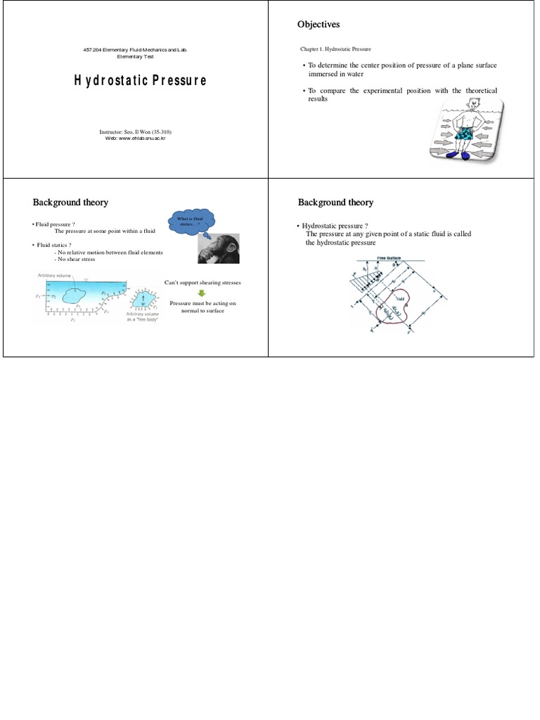 Hydrostatic Pressure - 1.hydrostatic Pressure | PDF | Quantity ...