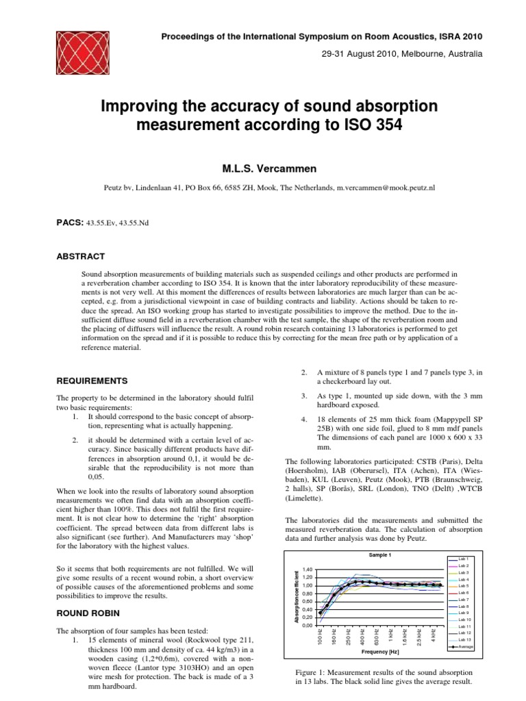 Improving The Accuracy of Sound Absorption Measurement According To ISO ... Improving The Accuracy of Sound Absorption Measurement According To ISO ...