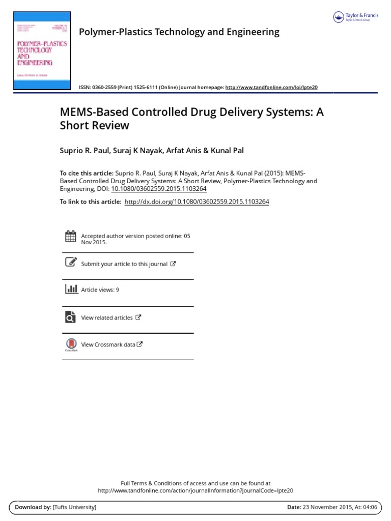 Mems Base Drug Delivery System 2 | PDF | Shape Memory Alloy | Chemical ...