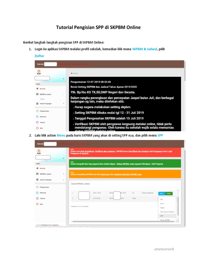 Tutorial Pengisian SPP Di SKPBM Online | PDF