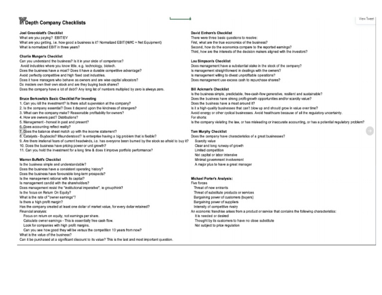 Investment Checklist | PDF