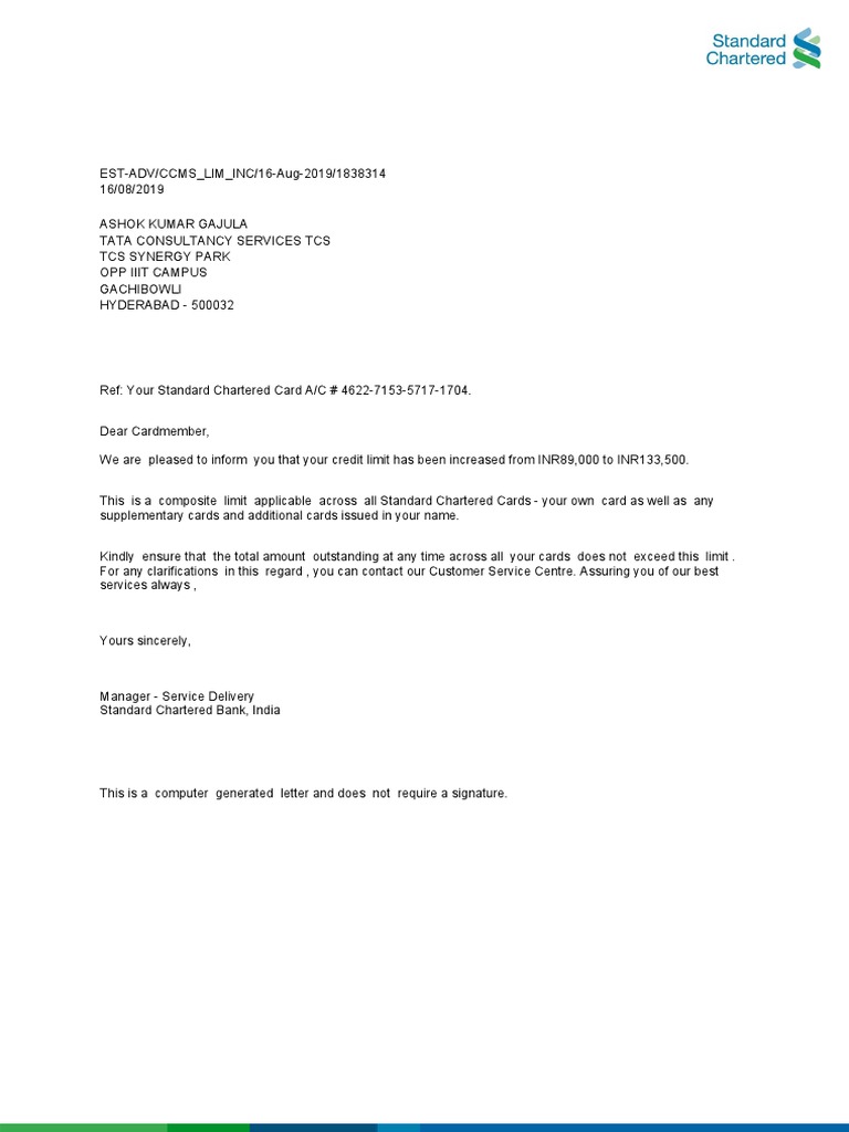 CCMS Limit Increase Letter | PDF