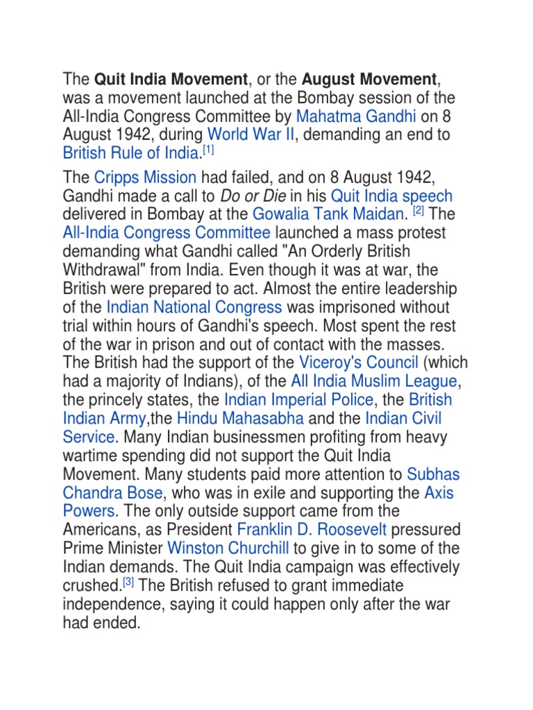 The Quit India Movement | PDF