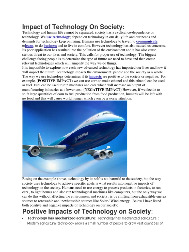 Impact of Technology On Society | PDF | Incandescent Light Bulb ...
