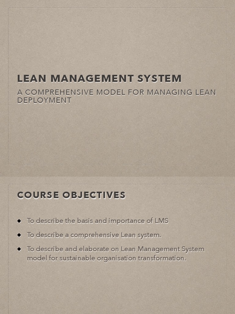 Lean Management System | PDF | Lean Manufacturing | Goal