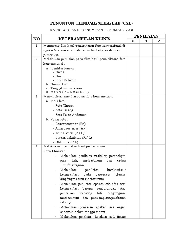 Penuntun CSL Radiologi Trauma 2018 | PDF | Kesehatan Holistik | Sains & Matematika