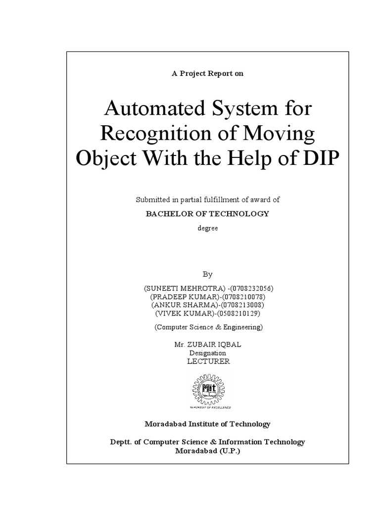 Automated Moving Object Recognition System | PDF