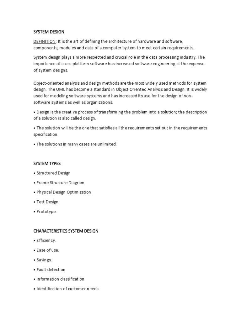 System Design | PDF | System | Systems Design