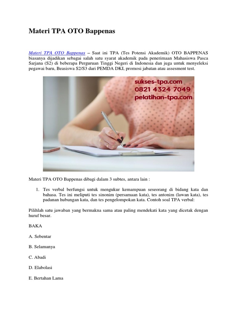 Materi TPA OTO Bappenas | PDF | Karier & Perkembangan | Pengembangan Diri