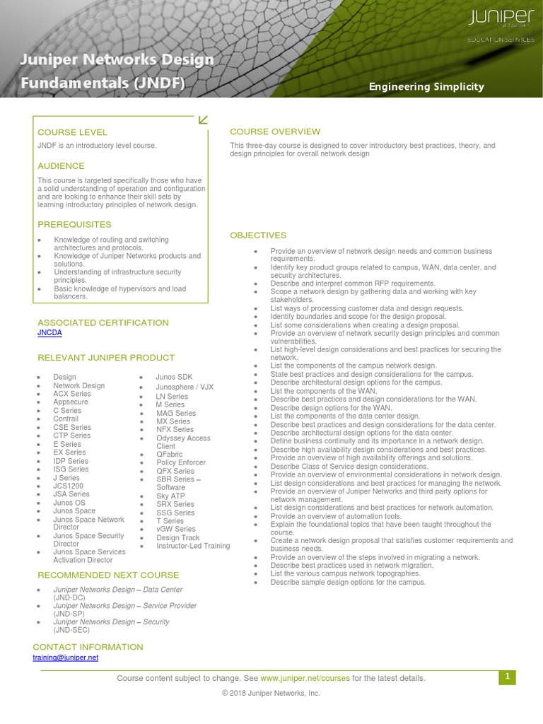 Juniper Networks Design Fundamentals (JNDF) | PDF | Computer Network ...