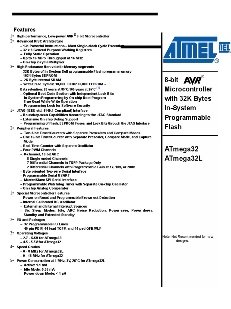 Atmega32 Datasheet | PDF | Computing | Classes Of Computers