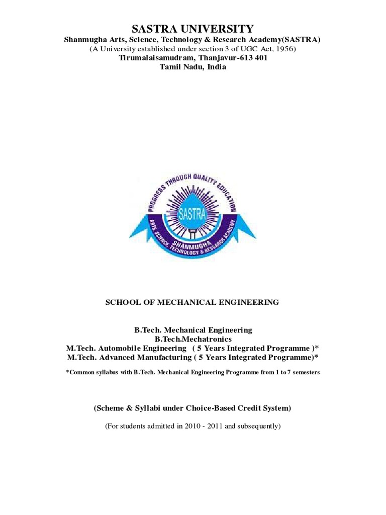 Sastra University B.Tech Mechanical Engineering Syllabus 1st Year | PDF | Corrosion ...