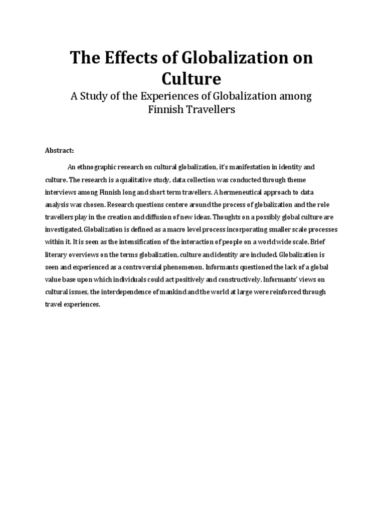 The Effects of Globalization On Culture | PDF | Identity (Social ...