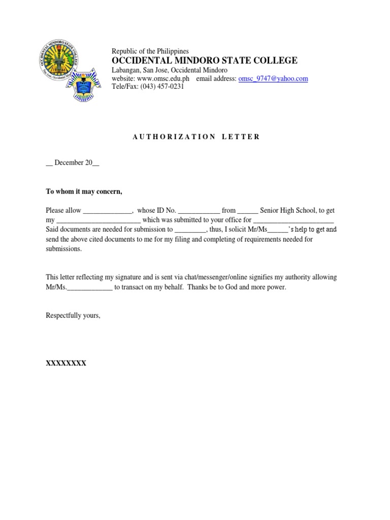 Sample - Authorization Letter | PDF