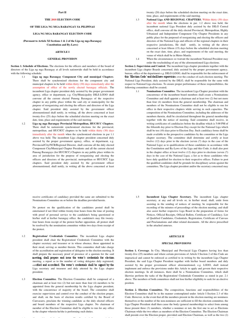 Part II - Election Code (Amended) | PDF | Board Of Directors | Elections