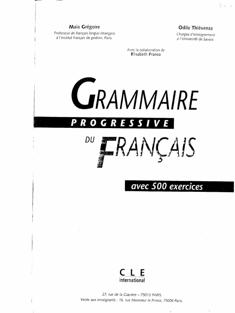 Grammaire Progressive Du Francais Niveau Interm PDF | PDF